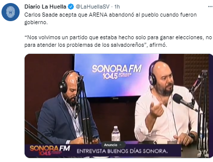 Carlos Saade asegura que ARENA abandonó al pueblo cuando fueron ...