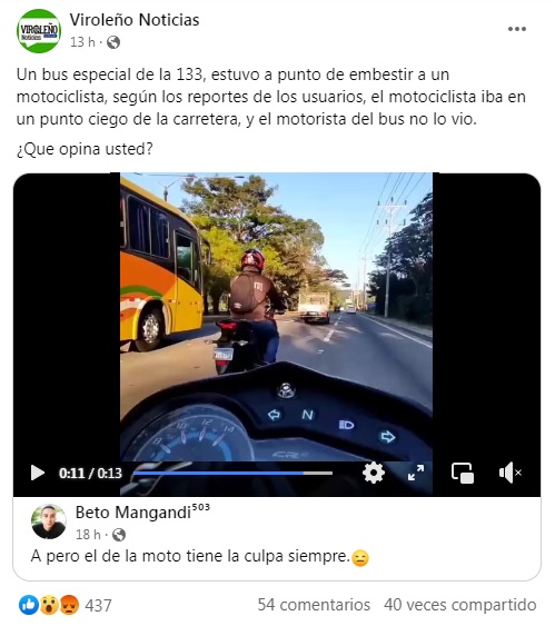 Captan a busero a punto de impactar a motociclista al cambiarse de ...