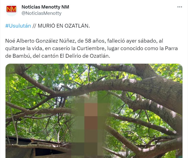 Hombre de 58 años se quita la vida en Ozatlán, Usulután | Noticias | El ...